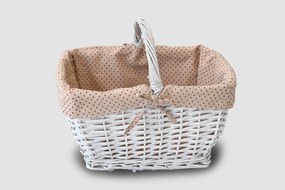 Vingo Proutěný nákupní košík s látkou se srdíčky – bílý Rozměry (cm): 23x20, v. 12
