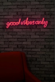 Nástěnná neonová dekorace Good Vibes Only růžová