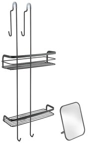 Matně černá závěsná ocelová koupelnová polička Lava – Metaltex