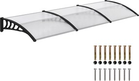 Outsunny Plachta Křídla pro Přední Dveře 303 x 96 x 27 cm s Ochrannou proti UV, Ochrana proti dešti, Slunečník pro Venkovní Použití, Hliník Černý | Ao