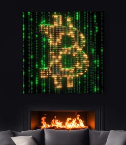 Obraz na plátně - Bitcoin Matrix FeelHappy.cz Velikost obrazu: 80 x 80 cm