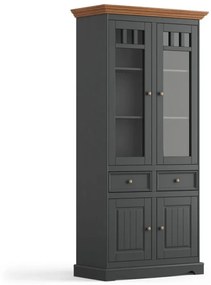 Massive home | Belluno Elegante velká grafitová vitrína 2D z masivu s dubovou deskou