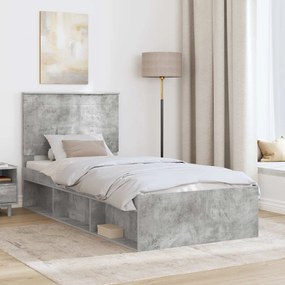 Rám postele Betonově šedá 75 x 190 cm Masivní borové dřevo 3409420