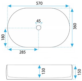 Rea Alma, umyvadlo na desku 570x360x150 mm, bílá lesklá, REA-U0600