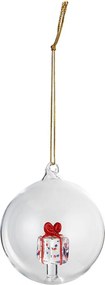 HANG ON Skleněná koule dárek 9 cm - čirá