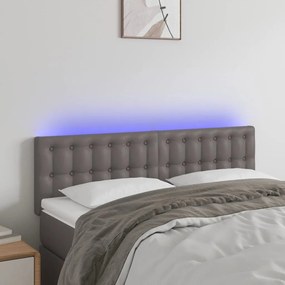 Čelo postele s LED šedé 144x5x78/88 cm umělá kůže