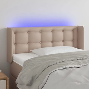 Čelo postele s LED cappuccino 93 x 16 x 78/88 cm umělá kůže