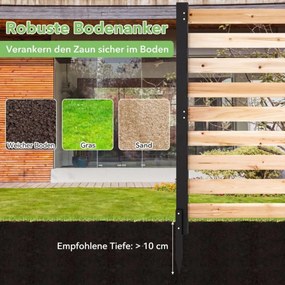 Costway 3-dílný zahradní plot z jedlového dřeva se broušenými hroty