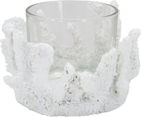Bílý stolní svícen Mauro Ferretti Corals, 12,5x12,5x9 cm