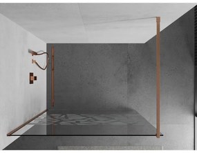 Mexen Kioto, sprchová zástěna Walk-In 100 x 200 cm, 8mm čiré sklo bílý vzor, ​​měděný matný profil, 800-100-101-65-85