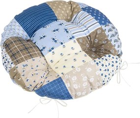 Bellatex Sedák Adéla prošívaný kulatý průměr 40 cm Patchwork Modrá
