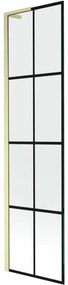Mexen Next L, 1-křídlová vanová zástěna 50 x 150 cm, 6mm čiré sklo-černý vzor, ​​zlatý matný profil, 895-050-000-03-77-55
