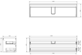 Mexen Orio, koupelnová skříňka 160 cm s horní částí, 2 zásuvky, bílá matná, 91A10-16047-2-BFFC01