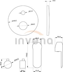 Invena Siros, podomítková 2-výstupová baterie (těleso+krytka), chromová, INV-BP-90-CO2-A