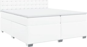 Box spring postel s matrací bílá 200x200 cm umělá kůže 3286137