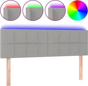 Čelo postele s LED světle šedé 144 x 5 x 78/88 cm textil 3121610