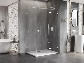 Mexen Lunar T, výklopný sprchový kout pravý 80 x 70 cm, 8mm čiré sklo, bílý profil, 834T-080-070-20-00-P