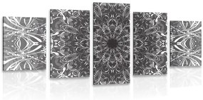 5-dílný obraz černobílá rozeta Varianta: 100x50