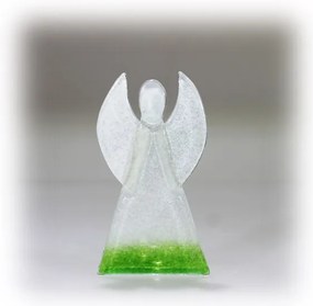 BDK-GLASS Skleněný svícen anděl 12cm - bílo-zelený