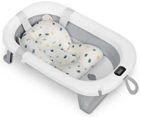 Skládací vanička pro kojence s teploměrem a vložkou Ricokids RK-287 - bílá a šedá varianta