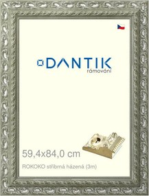 DANTIK rámeček 59,4x84 | ROKOKO stříbrná házená (Plexi Čiré)