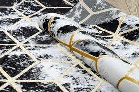 Dywany Łuszczów, Kusový koberec Gloss 409A 82 3D cubes black/gold/grey, 80x150, černobílá, kancelář