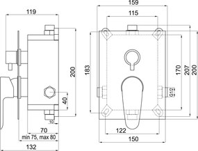 Novaservis Titania Smart Podomítková baterie s boxem 2 vývody, chrom, BOX98051R,0