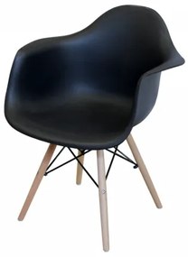 Jídelní designová židle s područkami plastová černá Duo