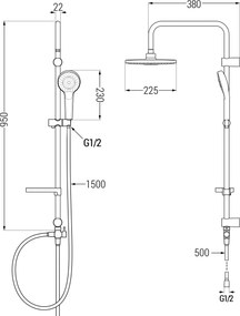 Mexen Carl vanovo-sprchový set s dešťovou sprchou a vanovou termostatickou baterií Cube, chromová, 77360240-00