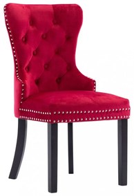 Jídelní židle 2 ks samet / kaučukovník Dekorhome Červená