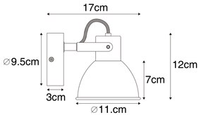Průmyslové bodové světlo černé se dřevem naklápěcí - Tommy