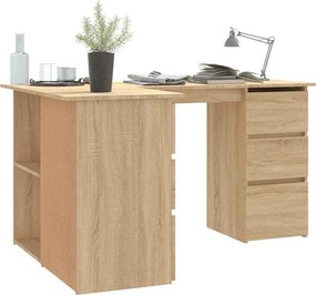 vidaXL Rohový psací stůl 145 x 100 x 76 cm dřevotříska [801092] Barva: dub sonoma