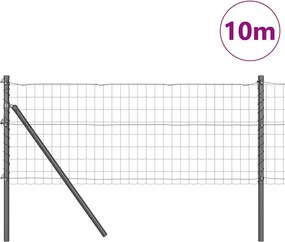 Euro plotové kotvení 10 x 0,8 m Ocel potažená PVC Šedá Síťovina 3350371