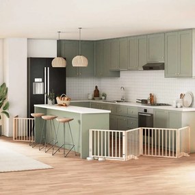 Zábrana pro psy s dvířky skládací 6 panelů 480 cm topol 3155553