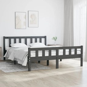 Rám postele šedý masivní dřevo 140 x 190 cm - Default Title