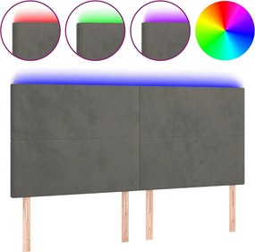 Čelo postele s LED tmavě šedé 200x5x118/128 cm samet 3122211