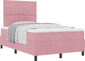 Postel s boxspringem s čelo Růžová 120 x 200 cm samet 3339895
