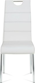 Autronic Jídelní židle HC-484 WT, bílá ekokůže/chrom