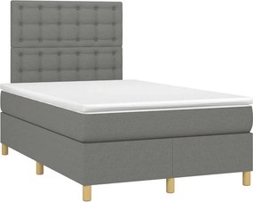 Box spring postel s matrací a LED tmavě šedá 120x190 cm textil 3270275