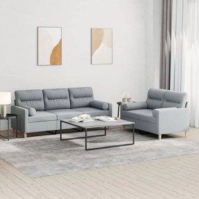 2dílná sedací souprava s polštáři světle šedá textil 3201616