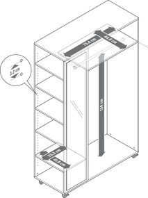 Tchibo - Mobilní šatní skříň se zrcadlem - barva: bílá