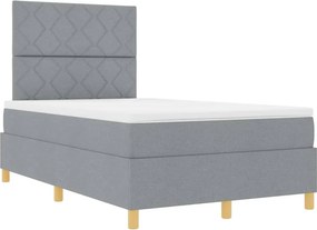 Postel s boxspringem s čelo Světle šedá 120 x 200 cm textil 3339686