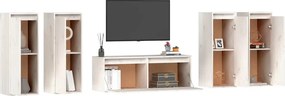 TV skříňky 5 ks bílé masivní borové dřevo 3100215