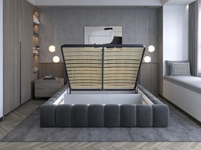 Manželská postel 140 cm Luxa (antracit) (s roštem, úl. prostorem a LED). 1041559