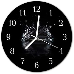Nástenné skleněné hodiny voda fi 30 cm