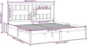 Rám postele černý masivní borovice 200 x 200 cm 3104087