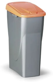 Plastový odpadkový koš s víkem 25 l, oranžové víko