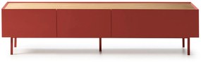 Tmavě červený dubový TV stolek Teulat Arista 180 x 40 cm