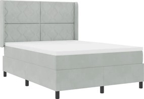 Postel s boxspringem s čelo Světle šedá 140 x 200 cm samet 3342062