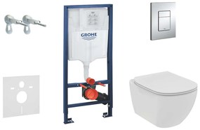 Grohe Rapid SL - Set předstěnové instalace, klozetu a sedátka Tesi, softclose, rimless, tlačítka Skate Cosmopolitan, chrom 38528SET-KE